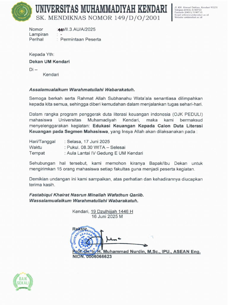 Dekan Um Kendari | PDF