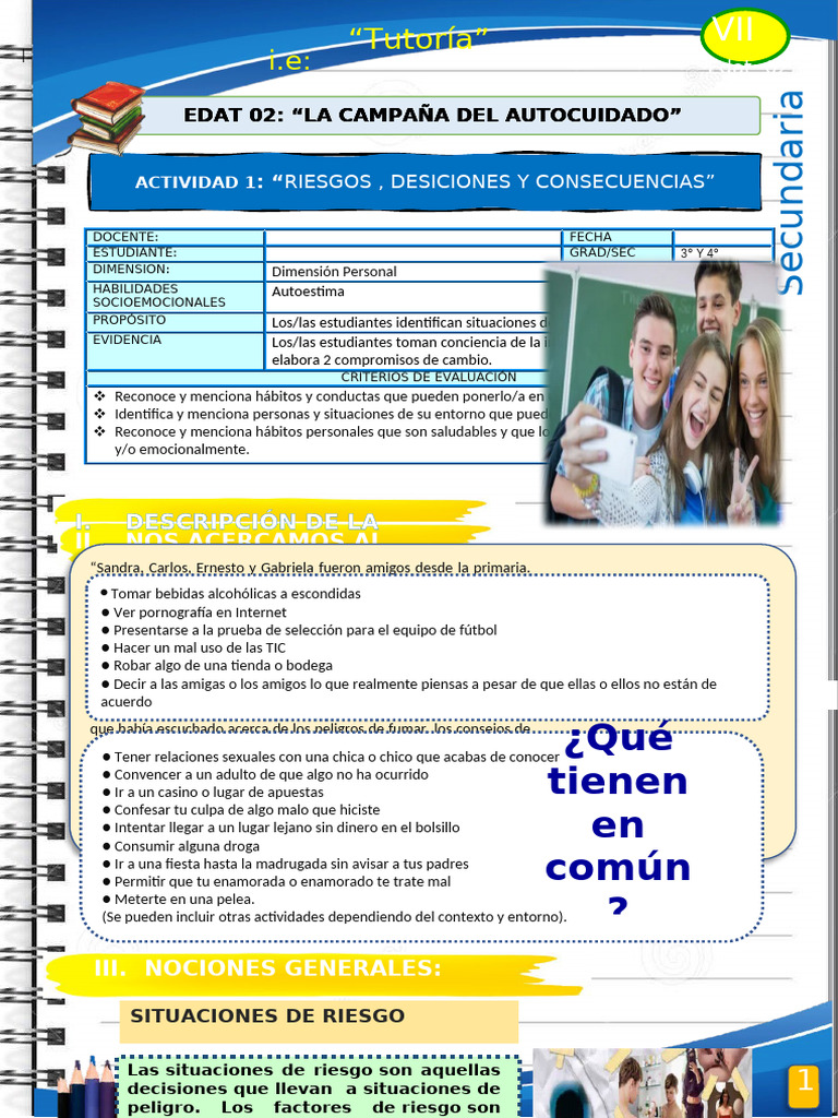 Ficha de Actividad S1 (U2) Ciclo VII (3°4°) - TUTORÍA | PDF | Sicología | Ciencias del ...