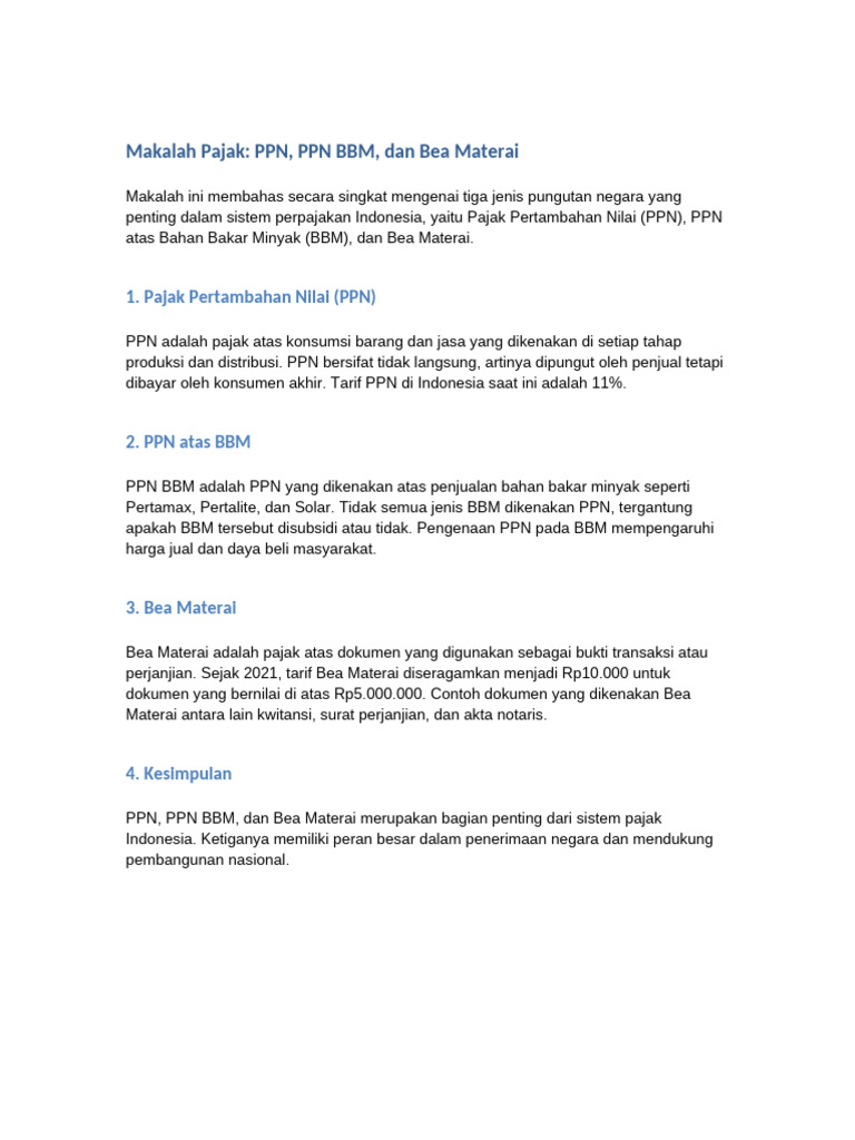 Makalah PPN BBM Bea Materai | PDF