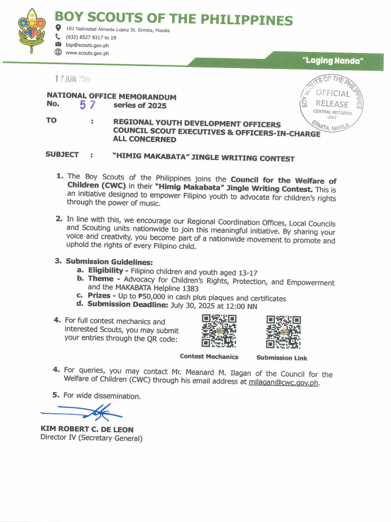 Jingle Making Contest No-Memo-No-57-S-2025 | PDF