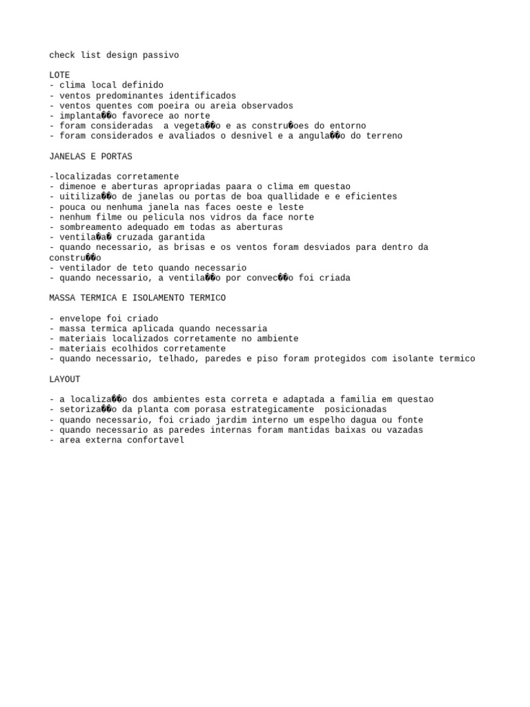 Checklist para Design Passivo Eficiente | PDF