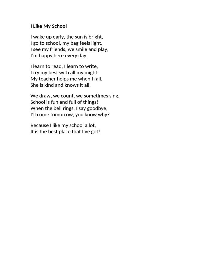 I Like My School | PDF