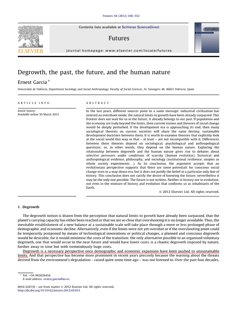 Degrowth, The Past, The Future, and The Human Nature | PDF | Human ...