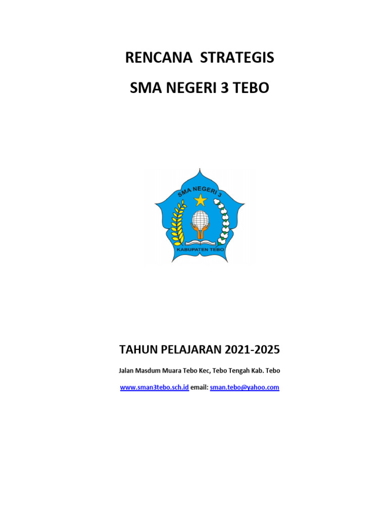 4.rencana Strategis Sma Negeri 3 Tebo 2021 - 2025 | PDF