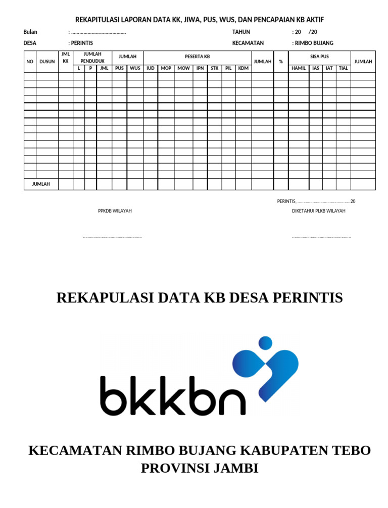 Rekapitulasi Laporan Data KK | PDF