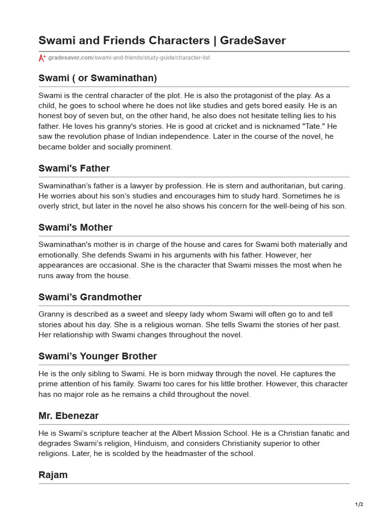 Swami and Friends Edited Anu Sree 1 | PDF