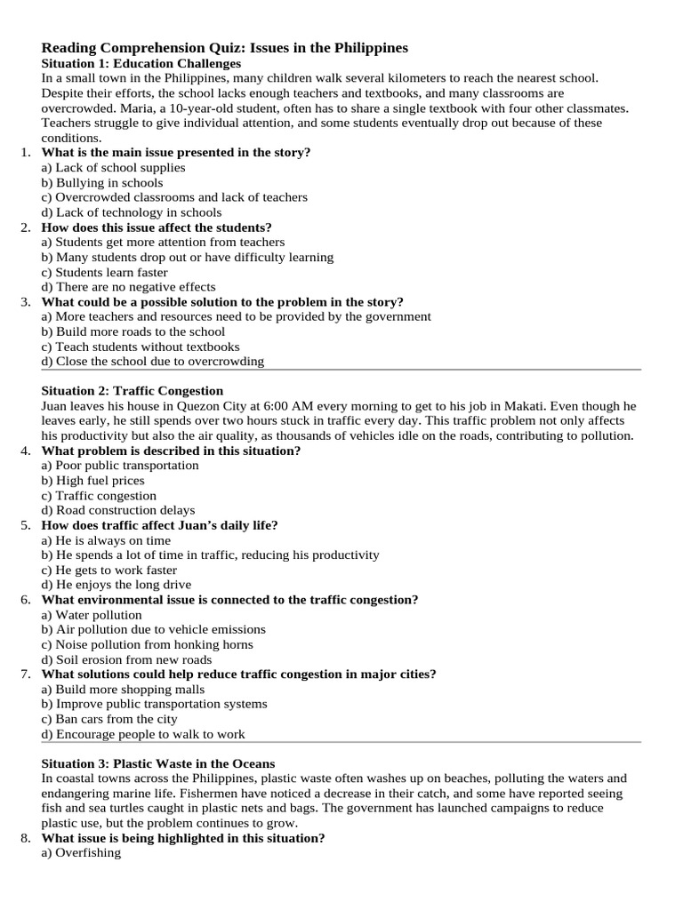 Issues in A Text Grade 9 Quiz | PDF | Deforestation | Natural Disasters