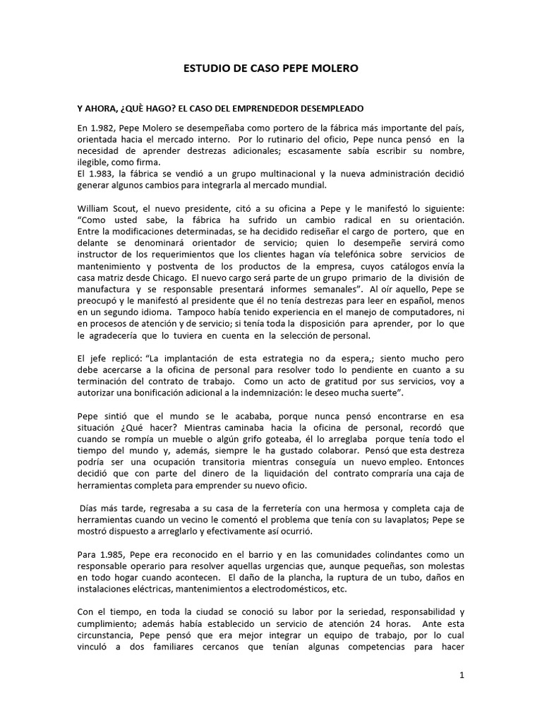 Emprendimiento de Pepe Molero: Un Caso Exitoso | PDF