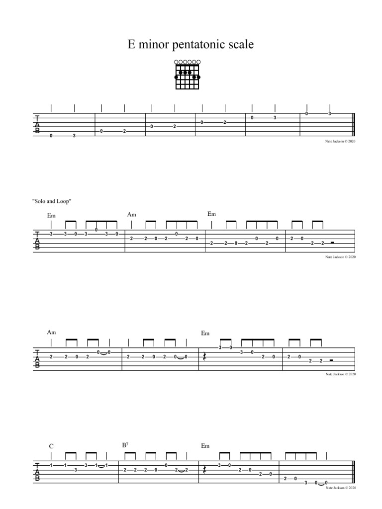 E Minor Pentatonic Scale Guide | PDF | Musical Scales | Melody