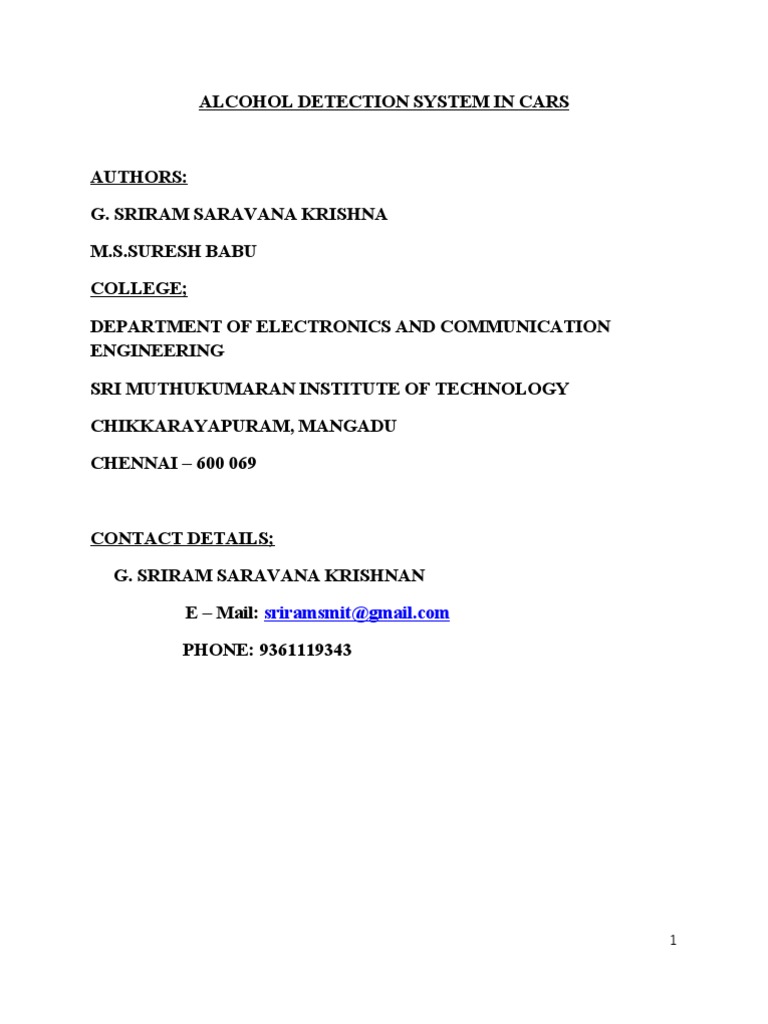 Alcohol Detection Final | PDF | Driving Under The Influence | Relay