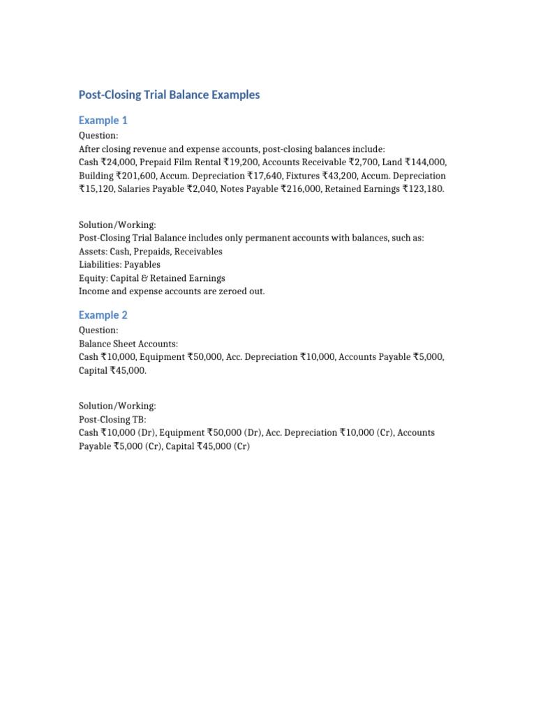4 Post Closing Trial Balance | PDF
