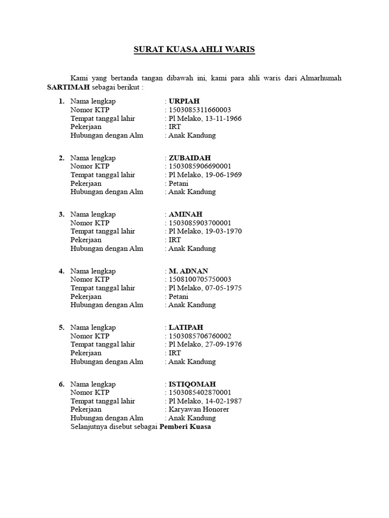 Surat Kuasa Rohmah 1 | PDF
