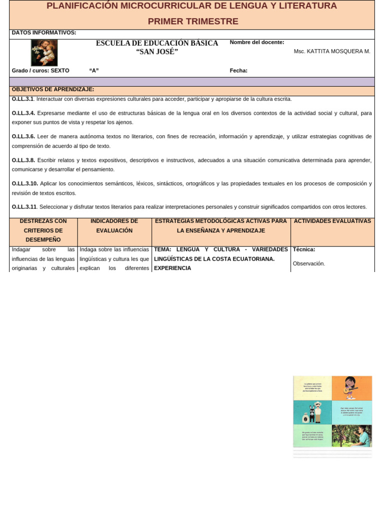 6to - LL - 1er - Trimestre Kattita | PDF
