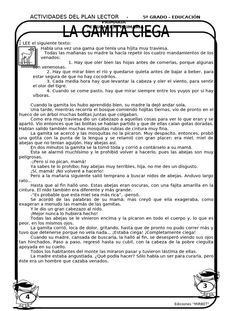 La travesura de la gamita ciega | PDF | Comprensión lectora | Aves