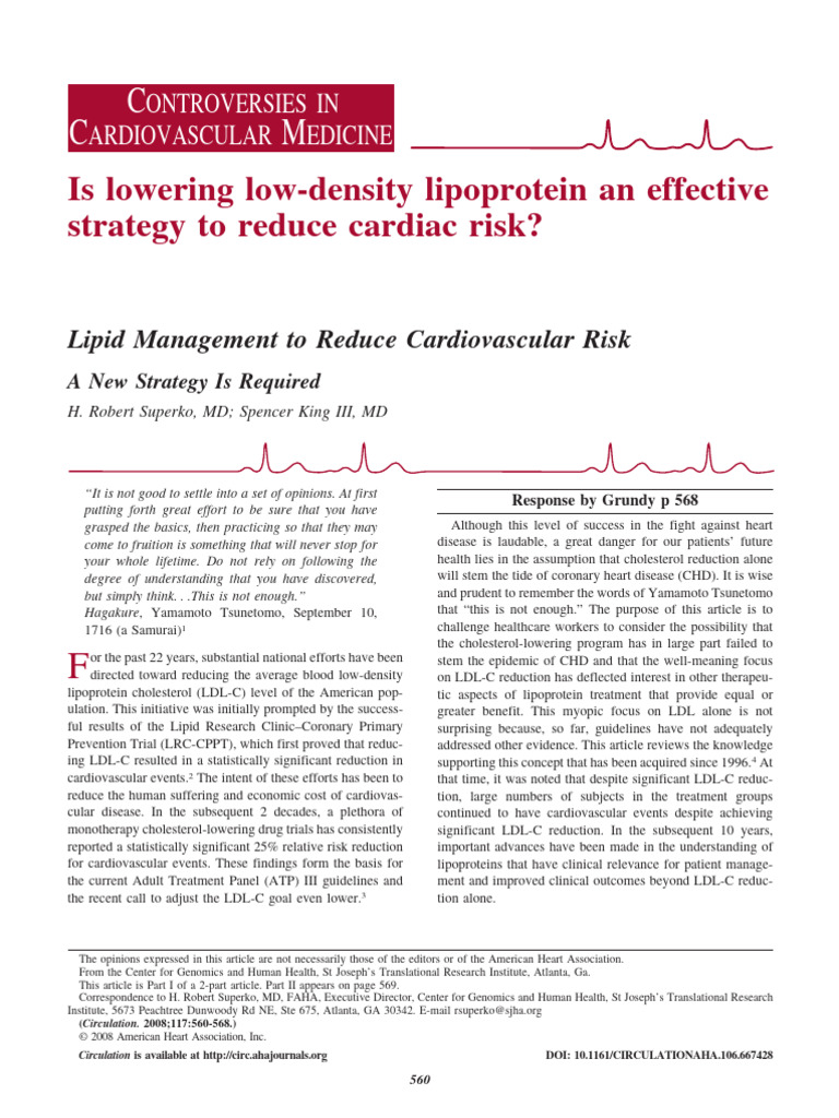 Disminuir LDL Es Una Estrategia Adecuada para RCV CIRCULATION 2008 | PDF | Low Density ...
