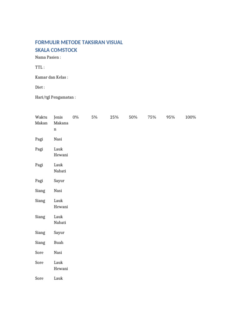 Formulir Taksiran Visual Comstock | PDF