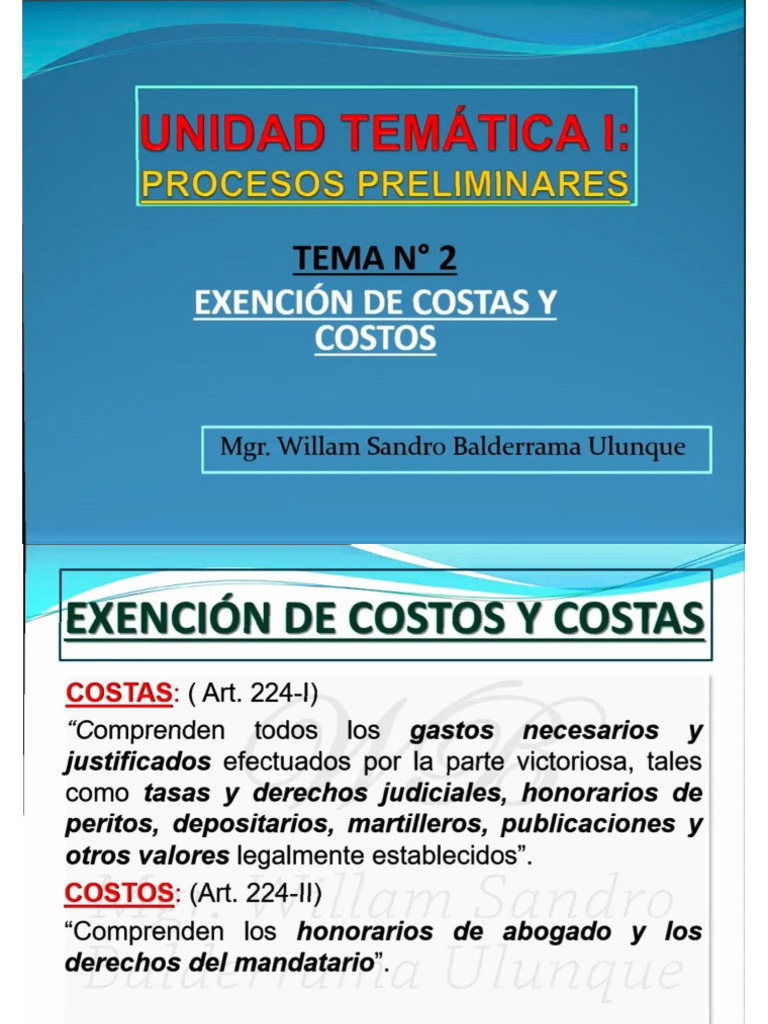 Tema N°2 Exención de Costos y Costas | PDF