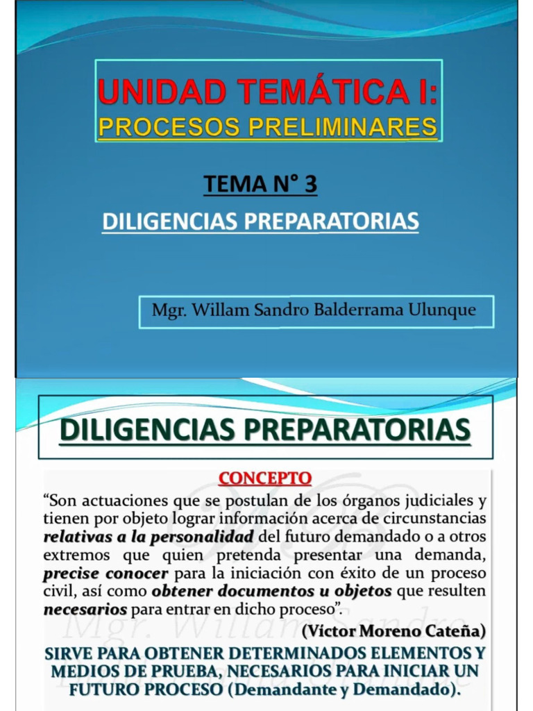 Diligencias Preparatorias - Diapositivas | PDF