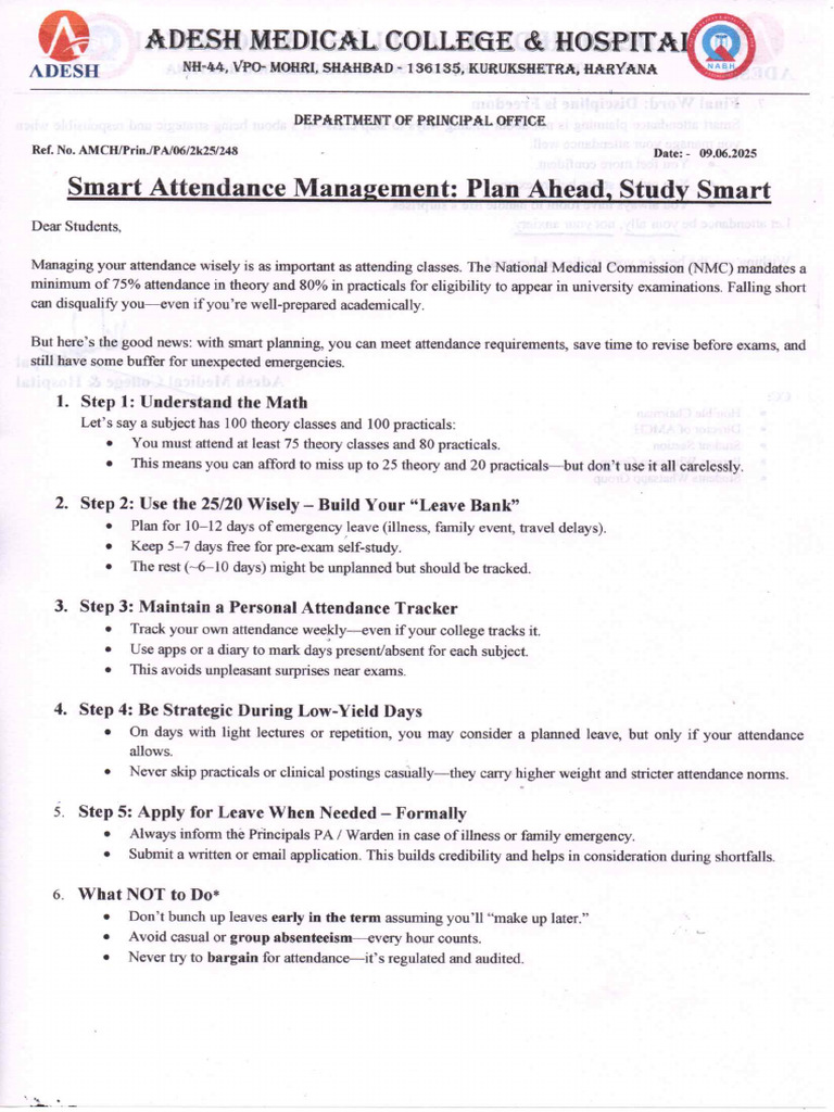 Smart Attendance Management - Plan Ahead, Study Smart | PDF