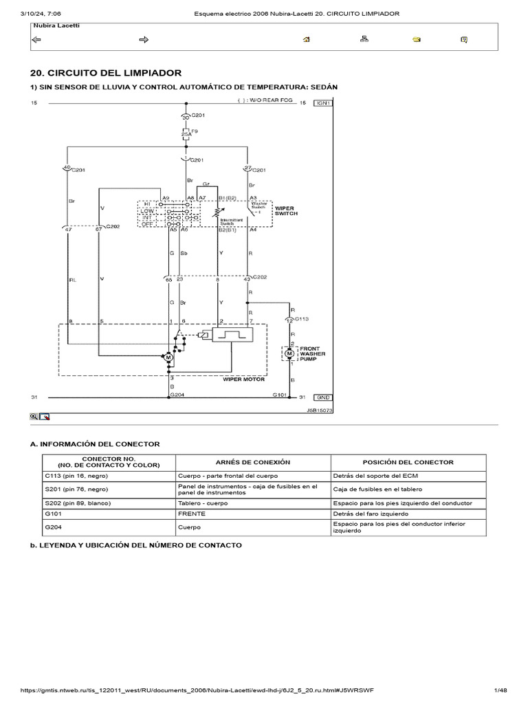 Esquema Electrico 2006 Nubira-Lacetti 20. CIRCUITO LIMPIADOR | PDF ...