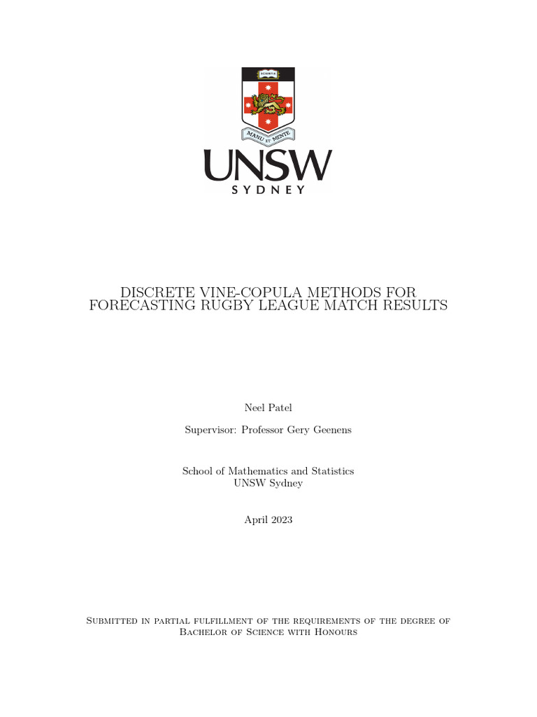 Vine Copula Forecasting Rugby League | PDF | Statistical Theory | Probability Theory