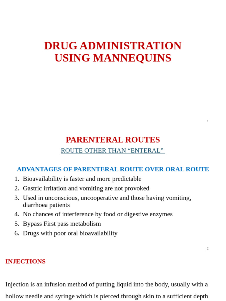 Parenteral Drug Administration Techniques | PDF | Injection (Medicine ...