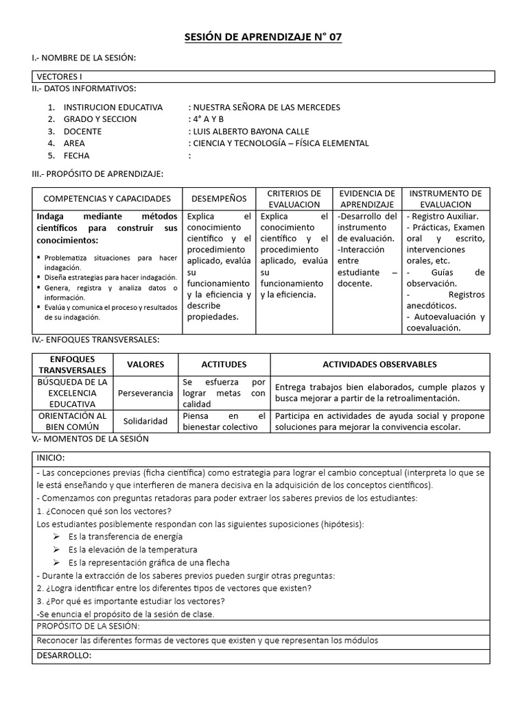 7fe Vectores I | PDF | Vector Euclidiano | Evaluación