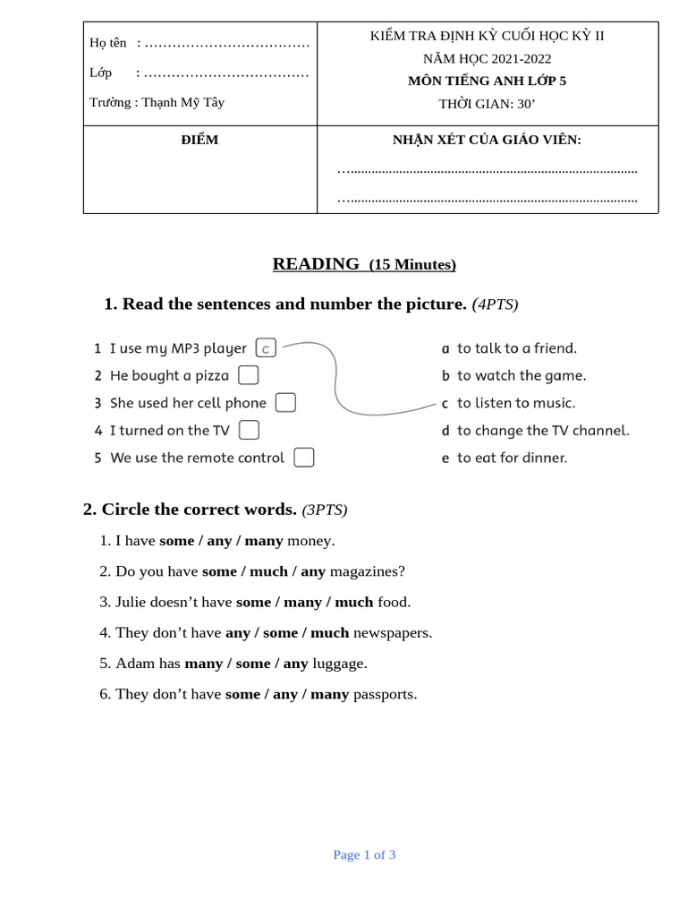 Grade 5 - Reading Writing - Semester 2 - 21 22 | PDF | Chess Theory | Chess