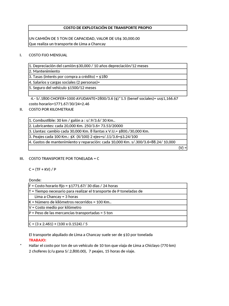 Costo Transporte en Excel para Clase y Resolver 2 | PDF