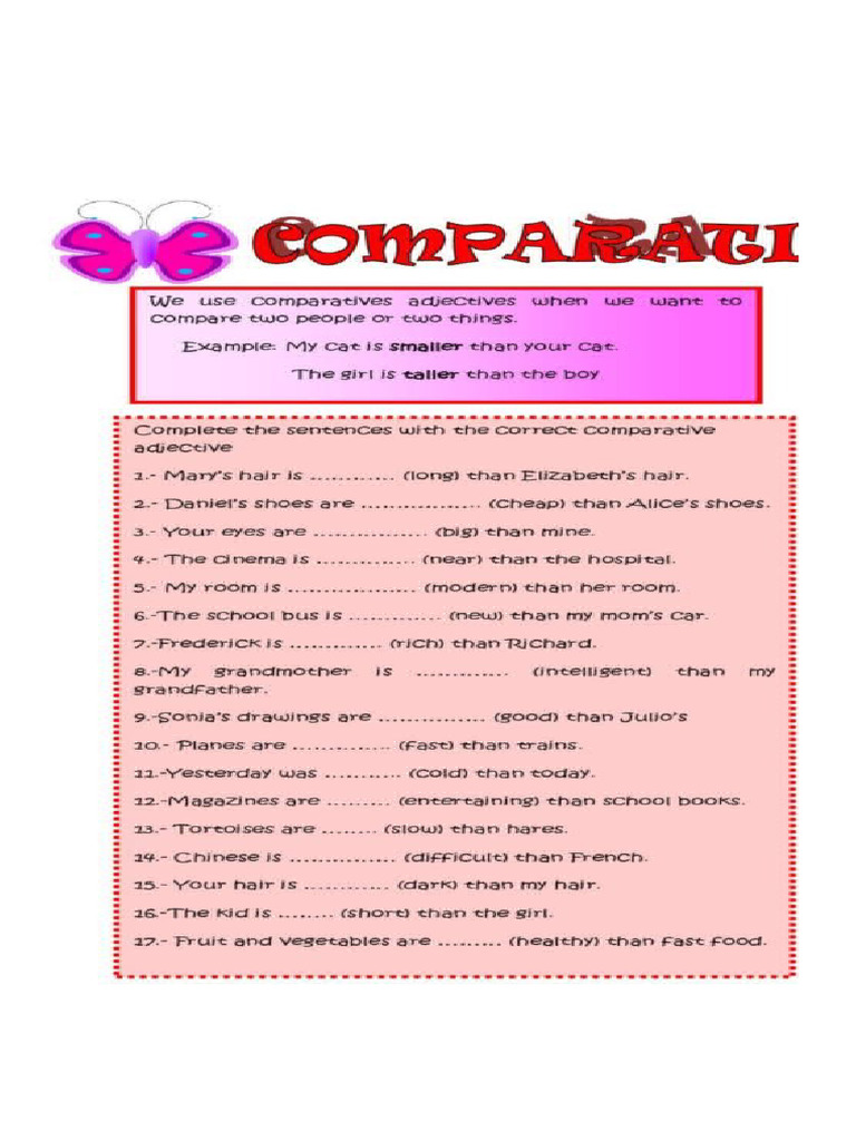Comparative and Superlative Exercises | PDF