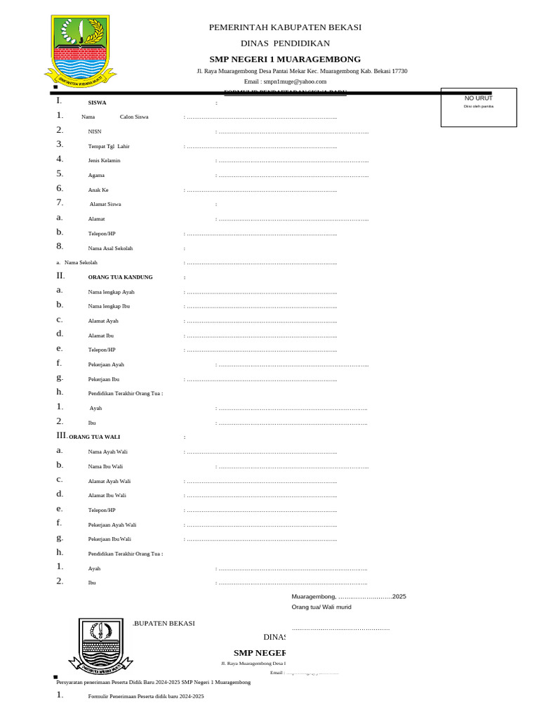 Formulir Pendaftaran PPDB SMP | PDF