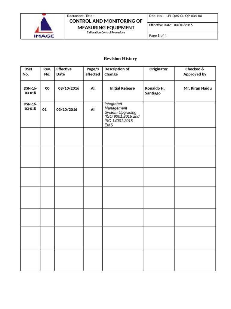 Calibration Procedure Rev 01ok | PDF | Calibration | Verification And Validation