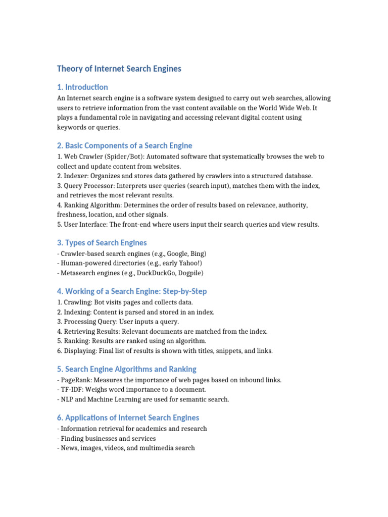Theory of Internet Search Engines | PDF