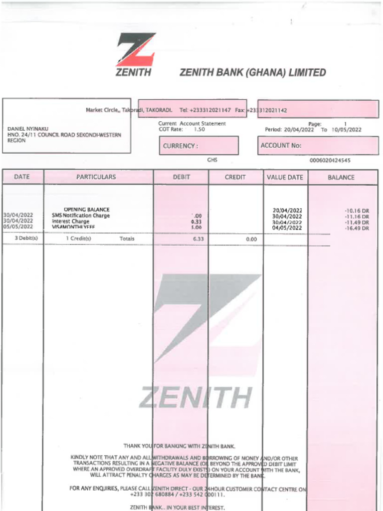 Zenith Bank Statement | PDF