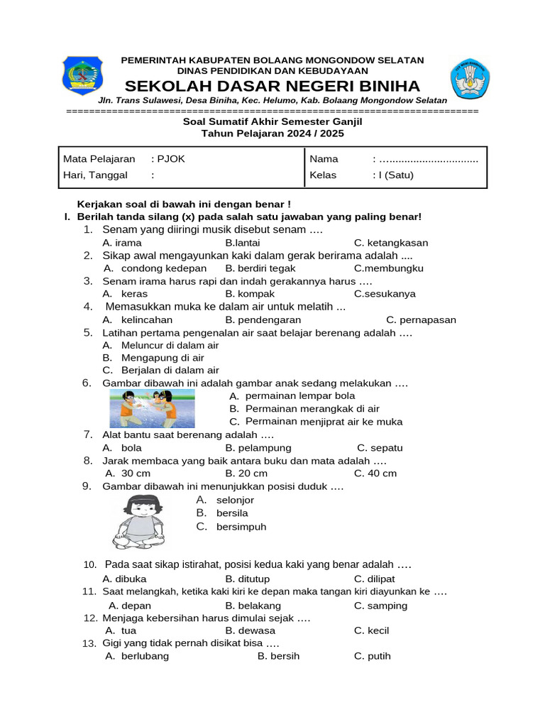 Pas Kelas 1 Semster 2 Print 2023 - 2024 | PDF