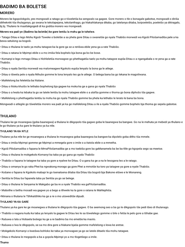Badimo Ba Boletse Long Questions | PDF