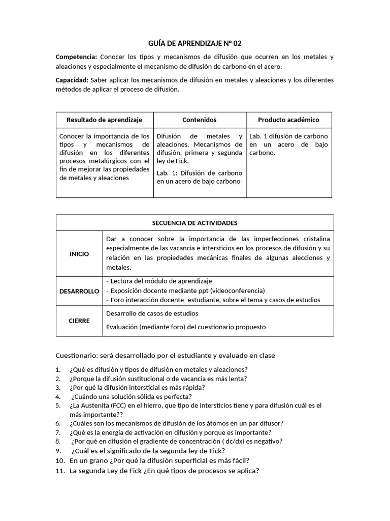 Guia de Aprendizaje #02 | PDF