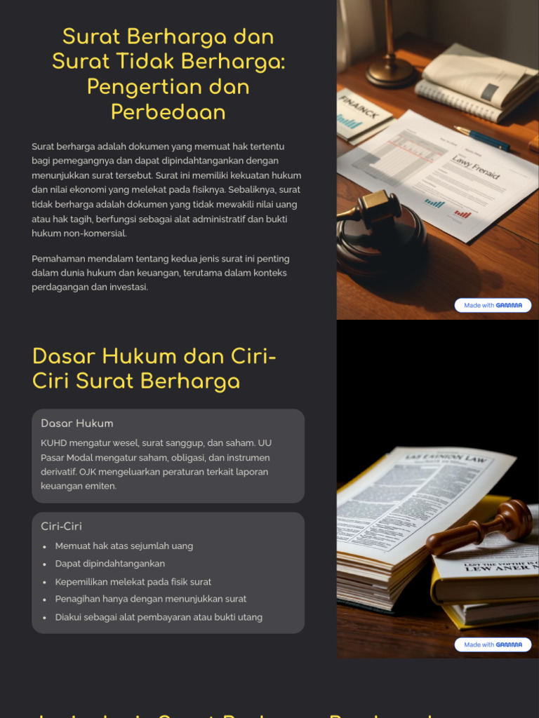 Surat Berharga Dan Surat Tidak Berharga Pengertian Dan Perbedaan | PDF