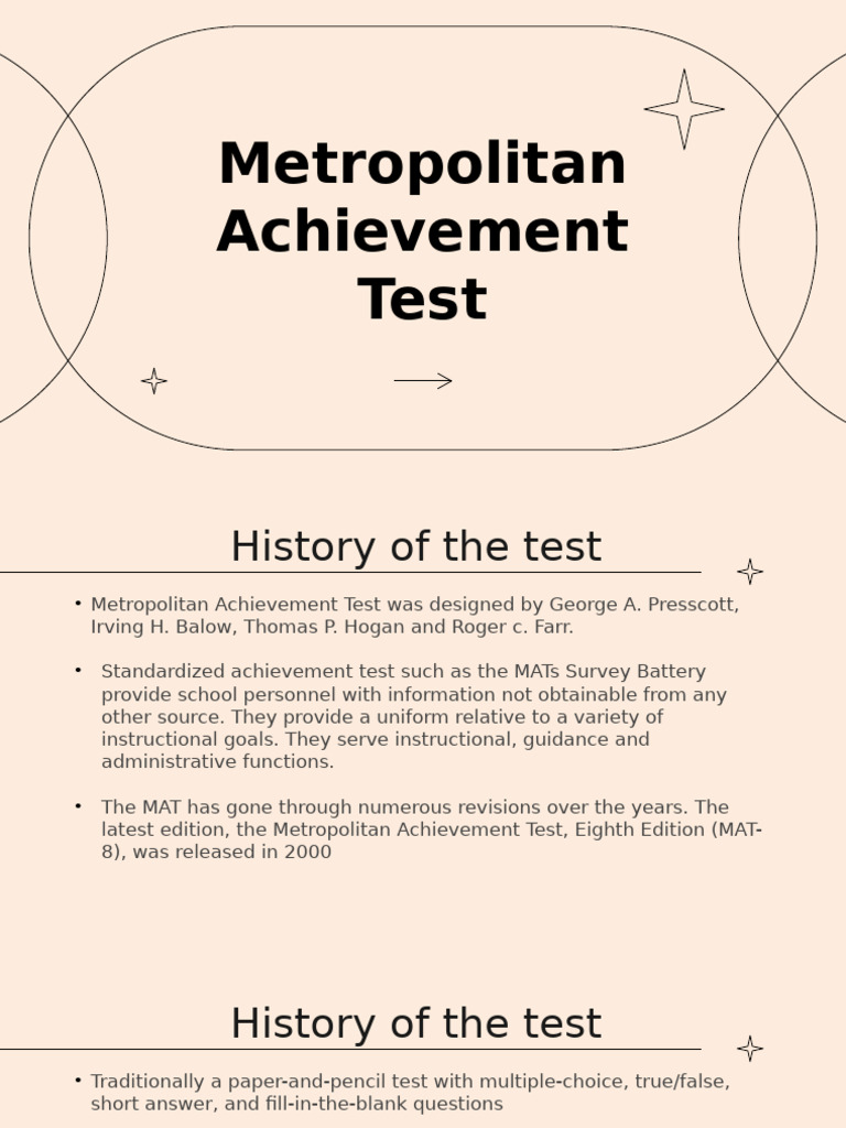 Overview of the Metropolitan Achievement Test | PDF | Standardized ...