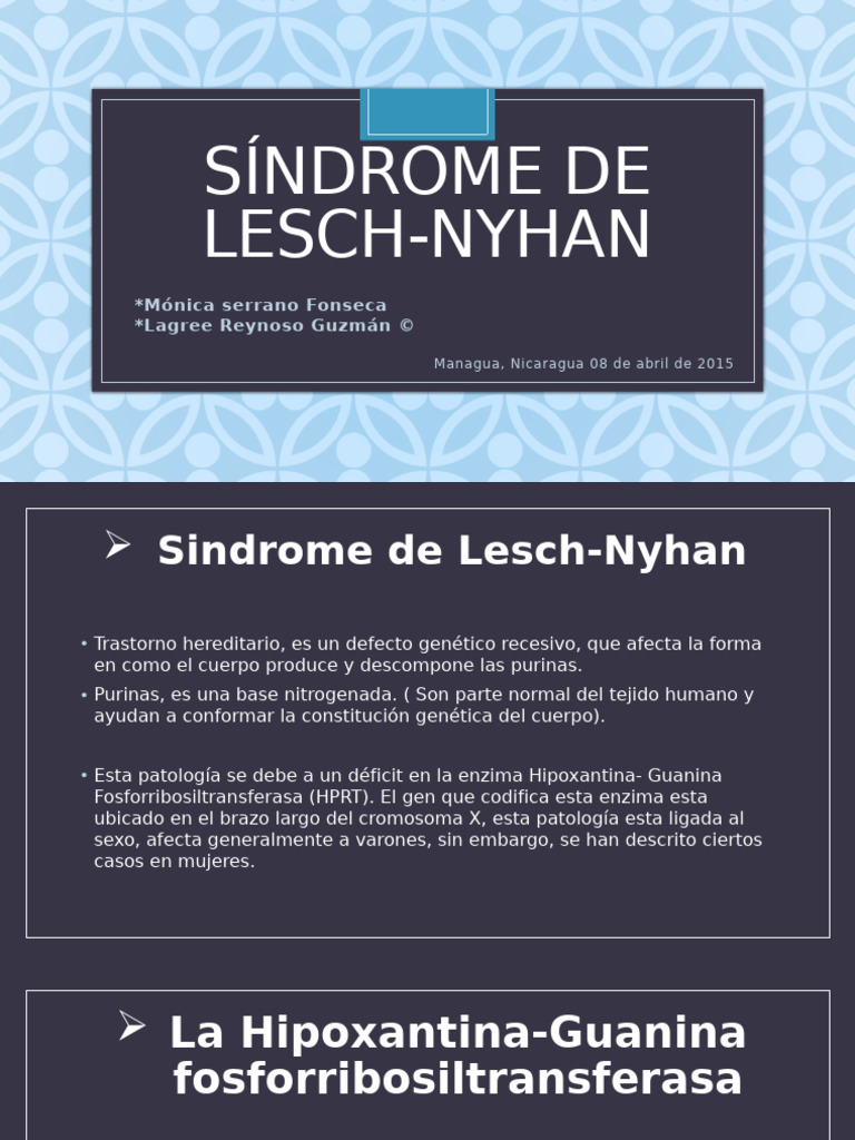 Síndrome de Lesch-Nyhan: Causas y Síntomas | PDF | Especialidades ...