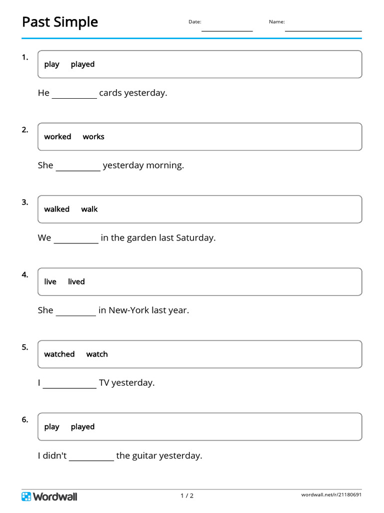 Past Simple Complete The Sentence | PDF