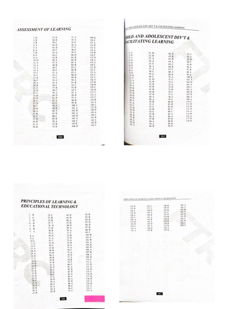 Prof Ed Drill Answer Key | PDF