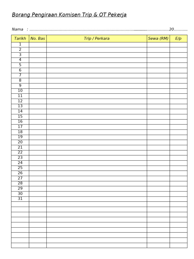 Borang Claim Ot Pekerja 2023 | PDF