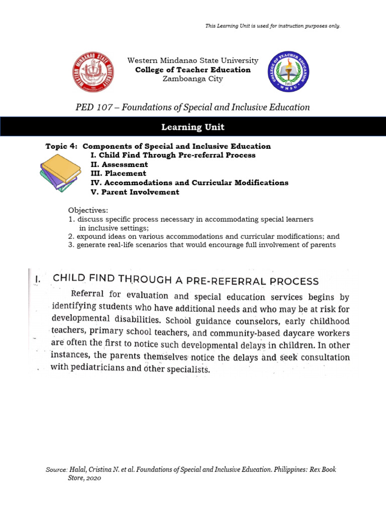 Components of Special Education Unit | PDF | Inclusion (Education ...