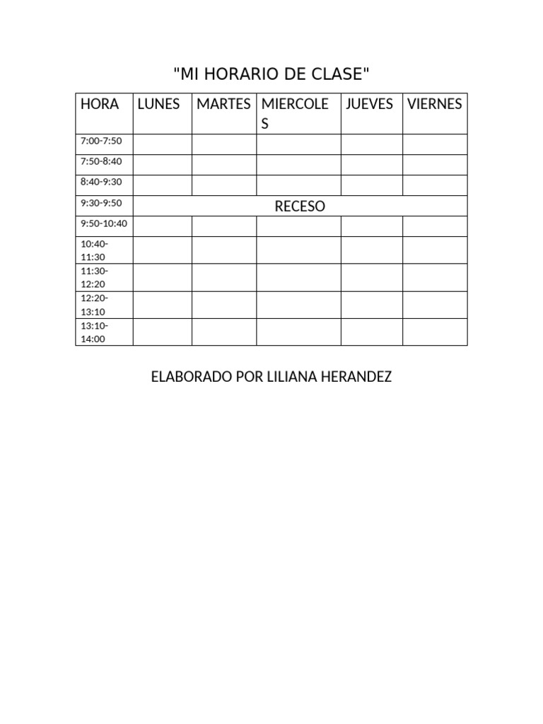 Mi Horario de Clase | PDF