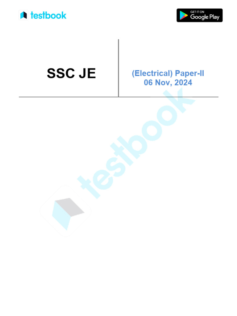 SSC JE (Electrical) Official Paper-II (Held On 06 Nov, 2024 ...