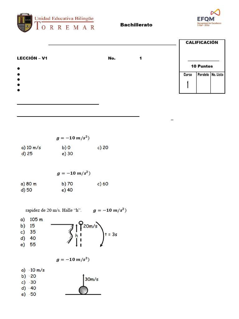 L1 MRUA y Caída Libre 1 - V1 | PDF