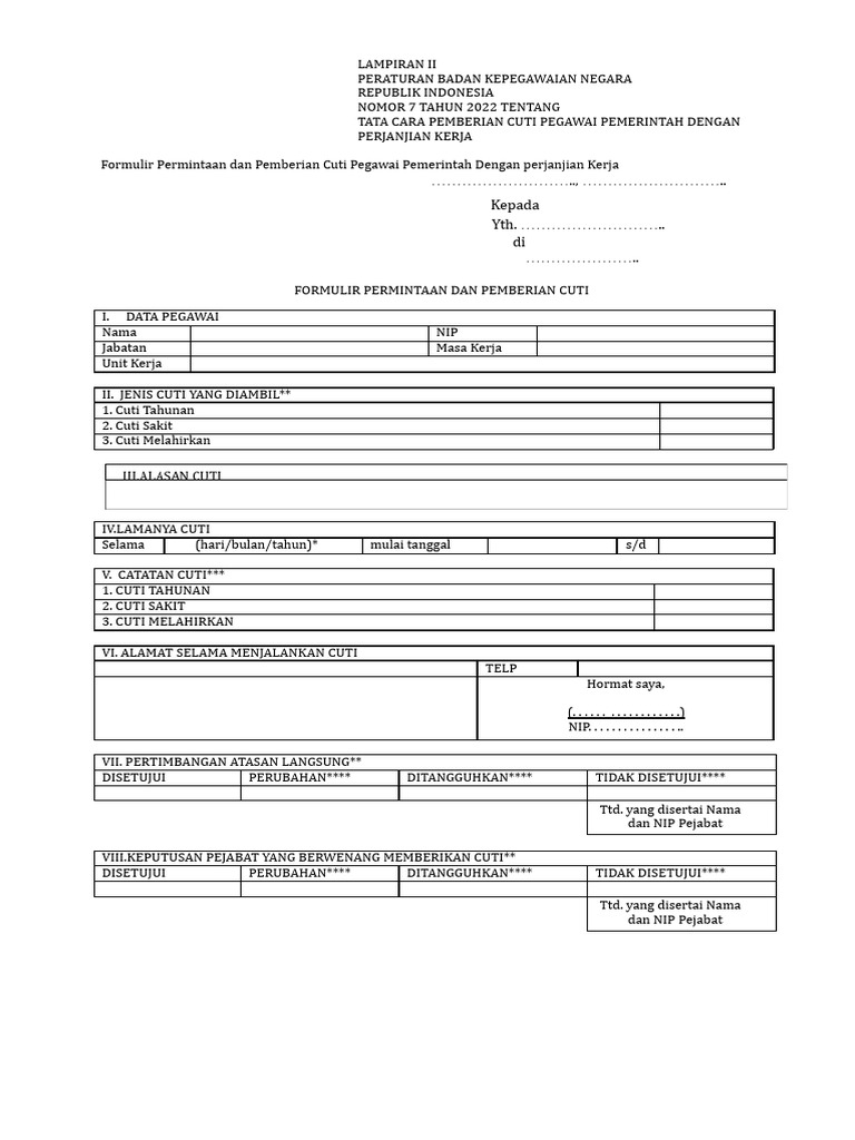 Formulir Cuti PPPK | PDF
