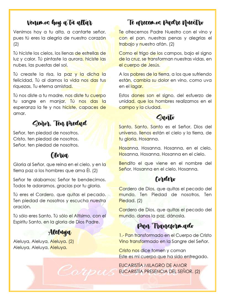 Esquema Misa Corpus Christi | PDF | Cristo (título) | eucaristía