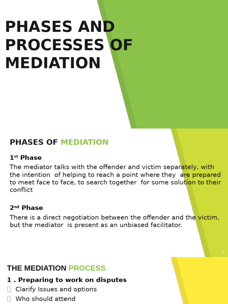 Phases and Process of Mediation | PDF | Mediation | Human Communication